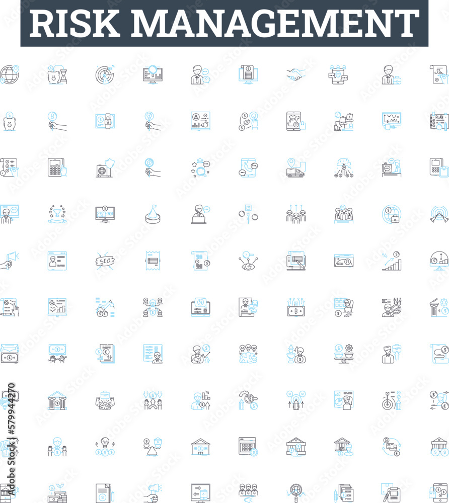 Risk management vector line icons set. Risk, Management, Assess ...