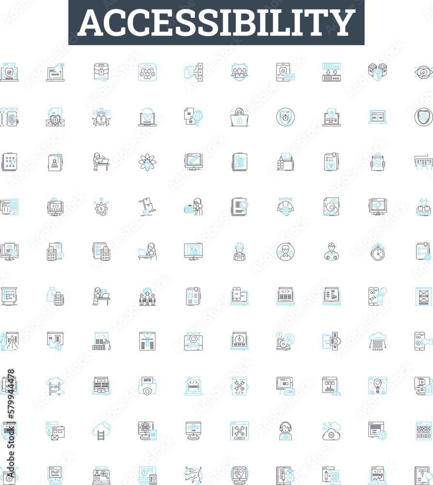 Accessibility vector line icons set. Accessible, Ease, Mobility, Aids ...