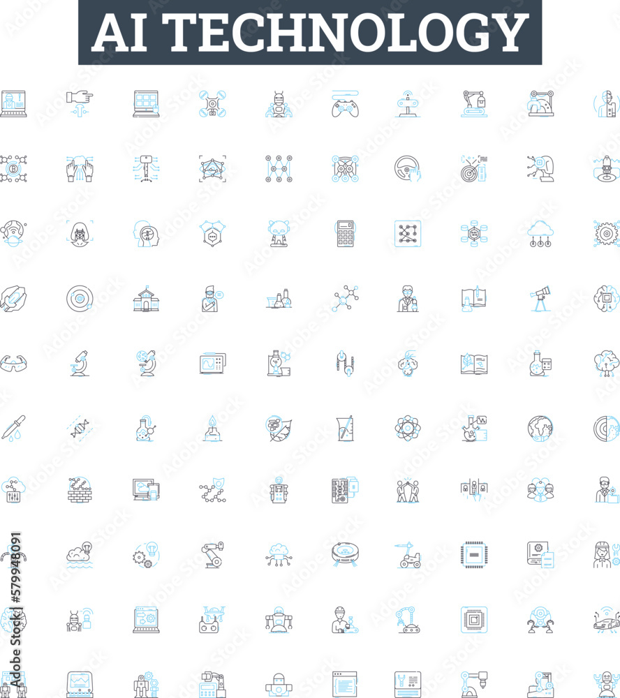 AI technology vector line icons set. AI, Technology, Artificial ...
