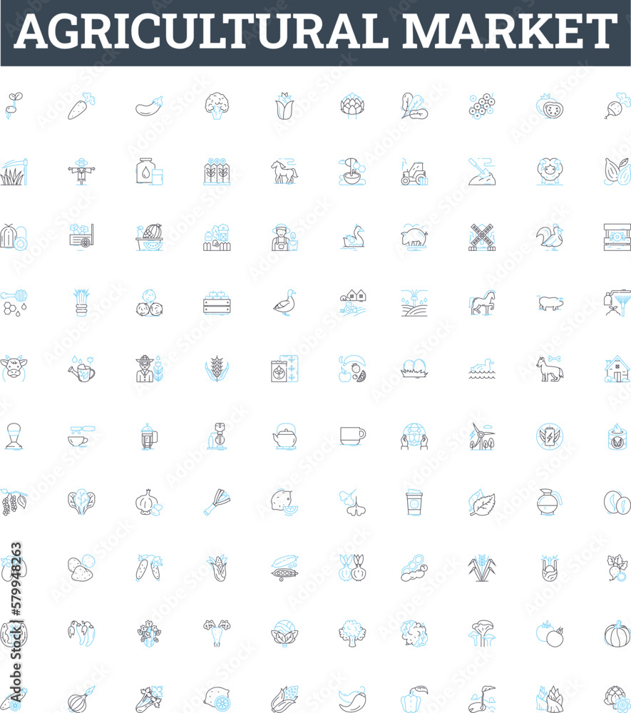 Agricultural market vector line icons set. Farming, Agriculture, Crop ...