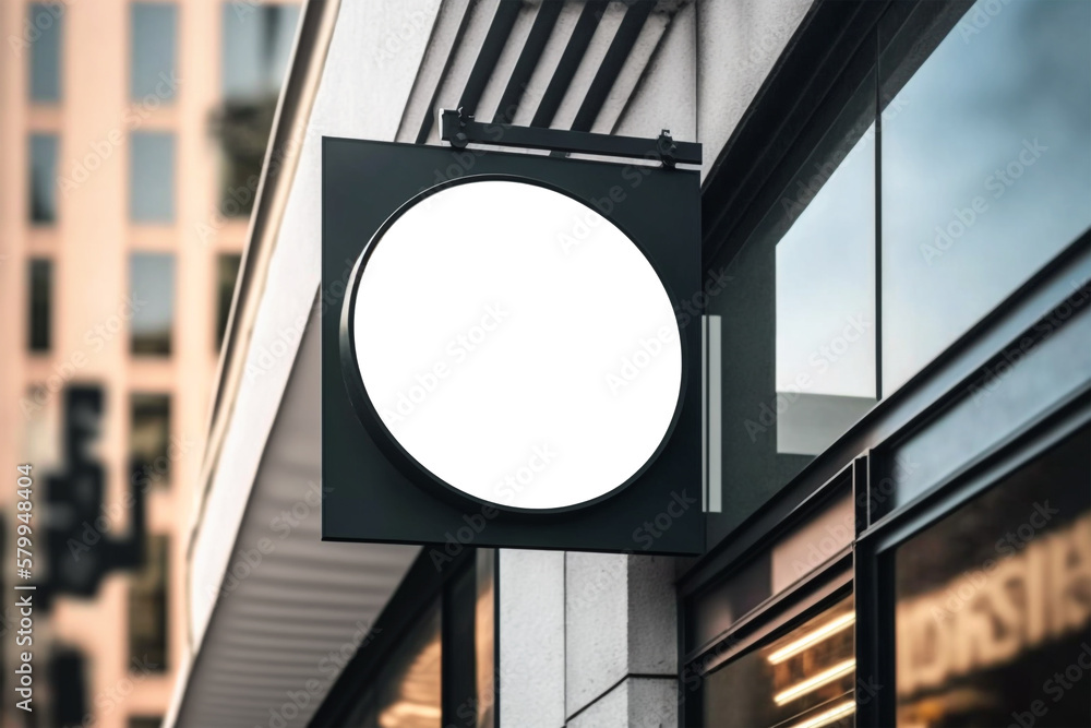 signboard mockup and template empty frame for logo or text on exterior ...