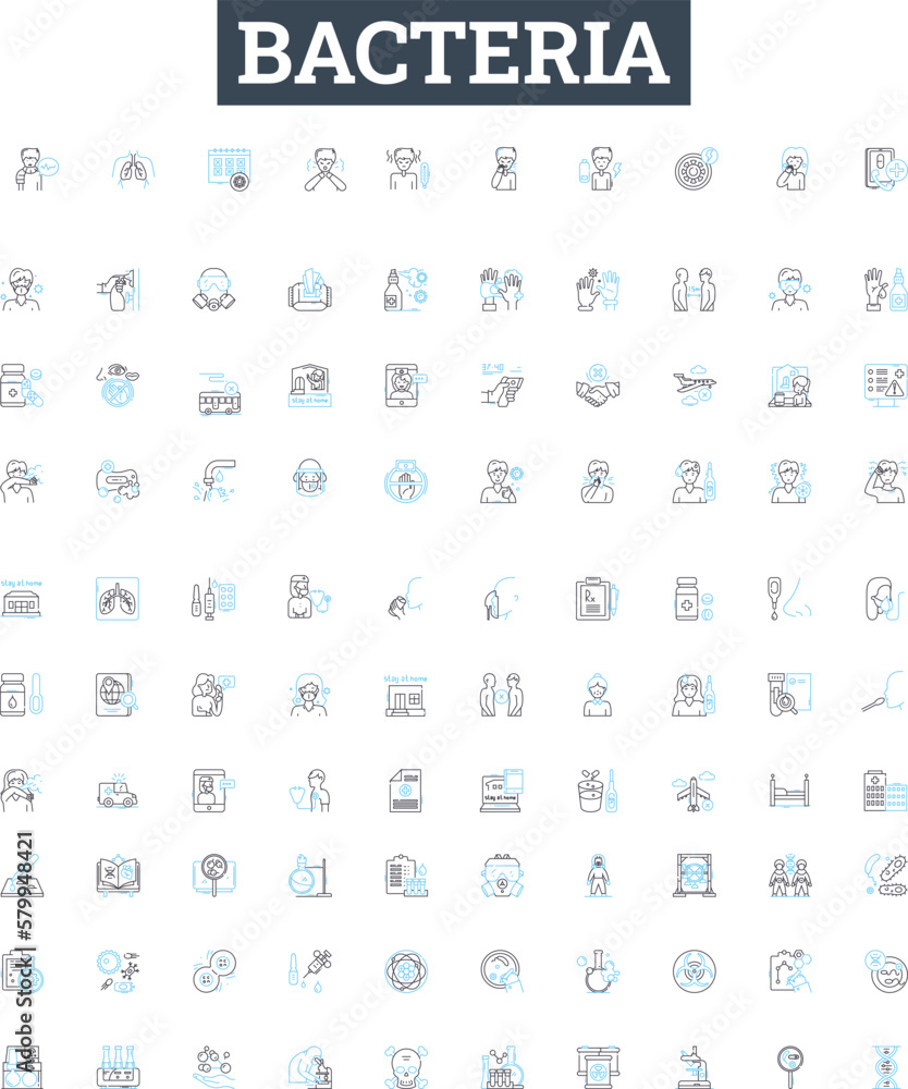 Bacteria Vector Line Icons Set Bacterium Microbe Pathogen Streptococcus Salmonella Ecoli
