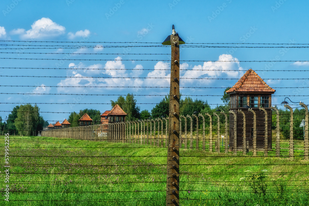 Guard towers of Auschwitz - Birkenau concentration camp near Krakow ...