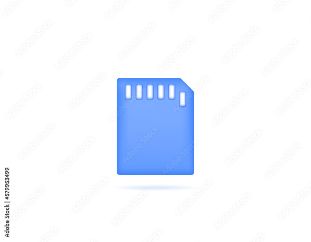 3d symbol or icon of memory card. a digital data storage tool. small ...