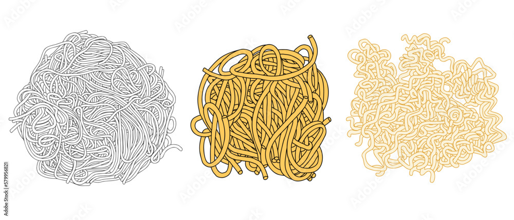 Collection of pasta nests isolated on white background. Spaghetti and ...