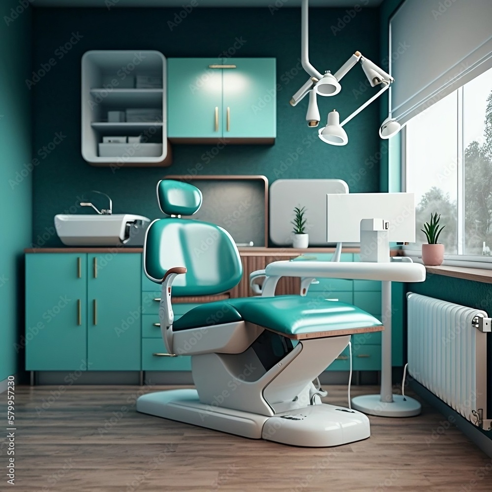 the interior of a modern dental office with state-of-the-art equipment ...
