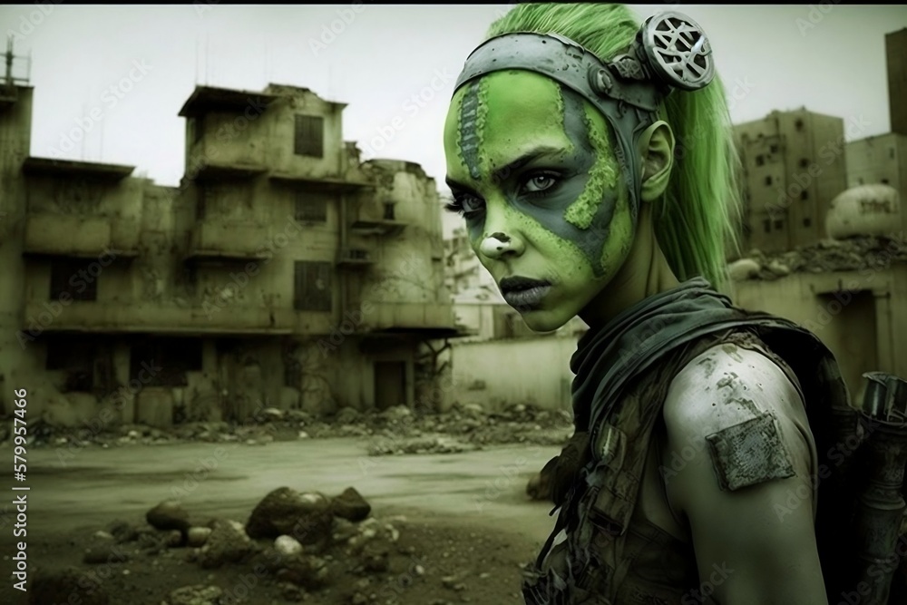 cybergoth dieselpunk dystopian android sci-fi horror. generative AI ...