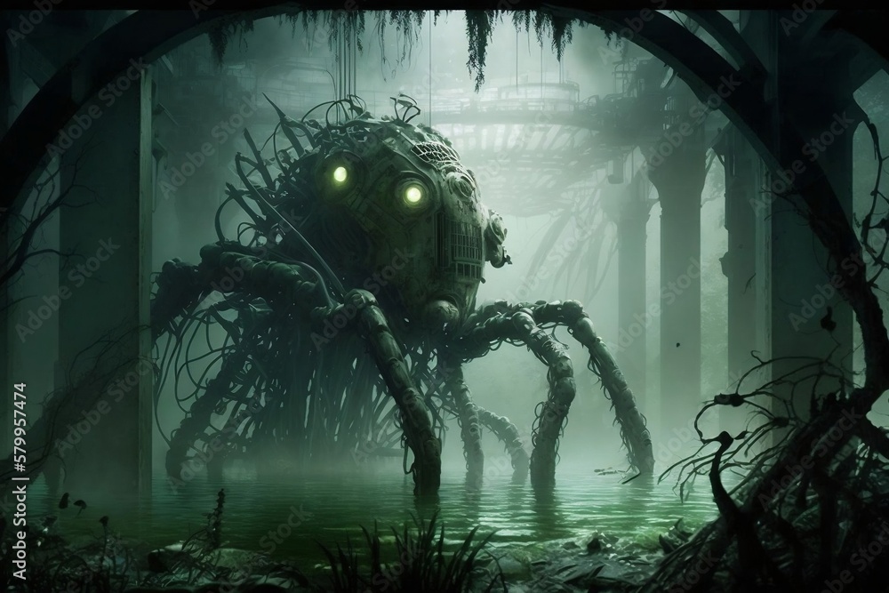 cybergoth dieselpunk dystopian android sci-fi horror. generative AI ...