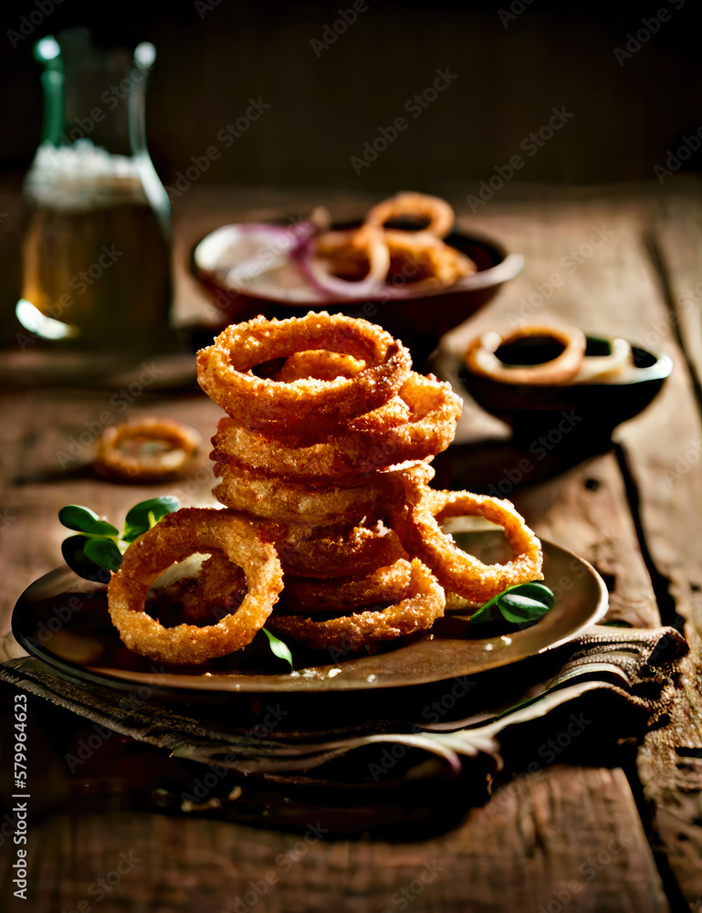 onion rings, crispy, golden rings of sliced onions with a crunchy ...