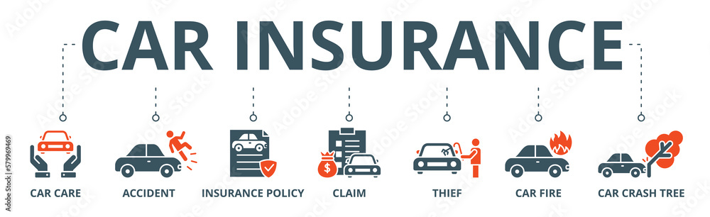 Car insurance banner web icon vector illustration concept with icon of ...