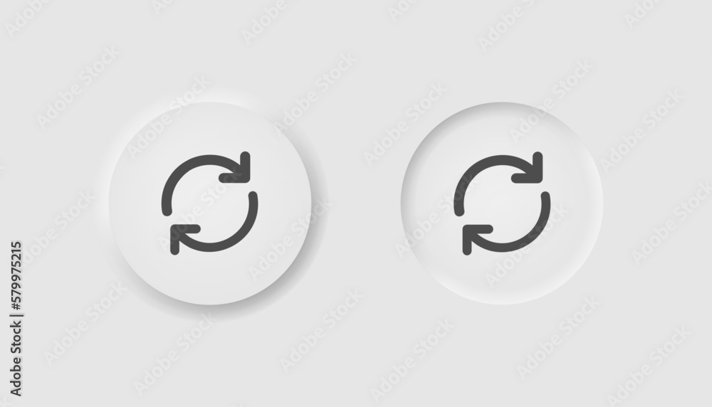 Refresh button in neumorphism style. Icons for business, white user ...