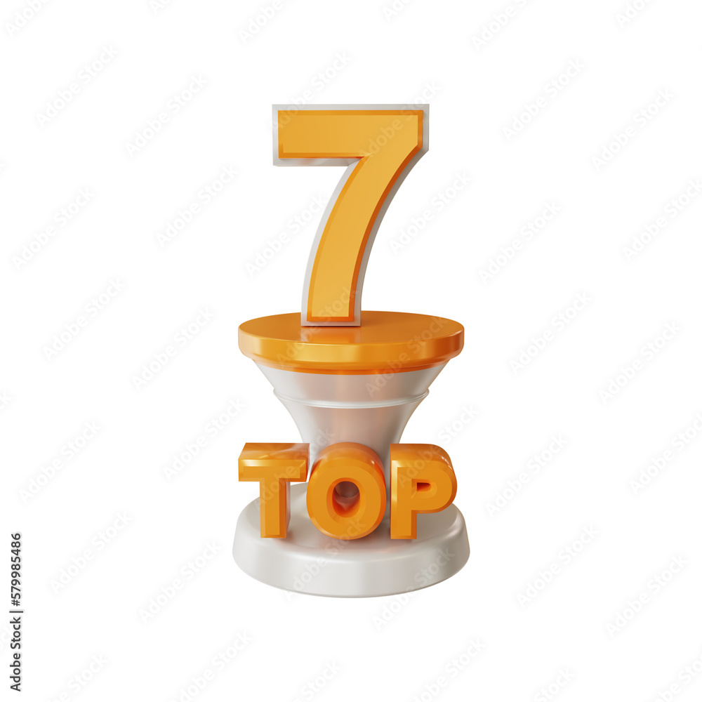 Top 7 Number with Podium 3d Rendering Stock Illustration | Adobe Stock