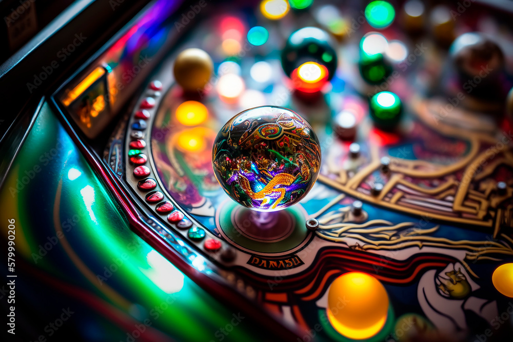 generative ai illustration of pinball machine, table Stock Illustration ...