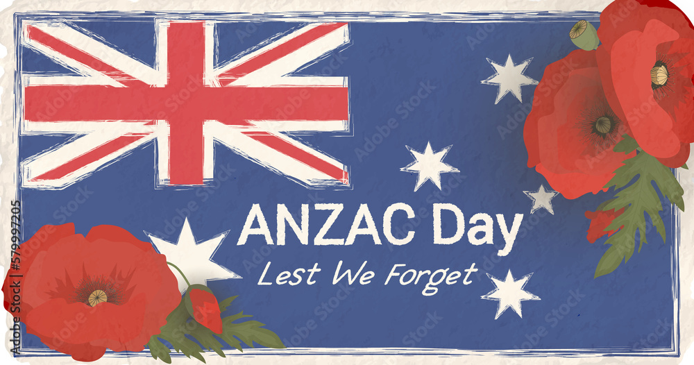 Anzac day Lest We Forget poppy flowers memorial card patriotic ...