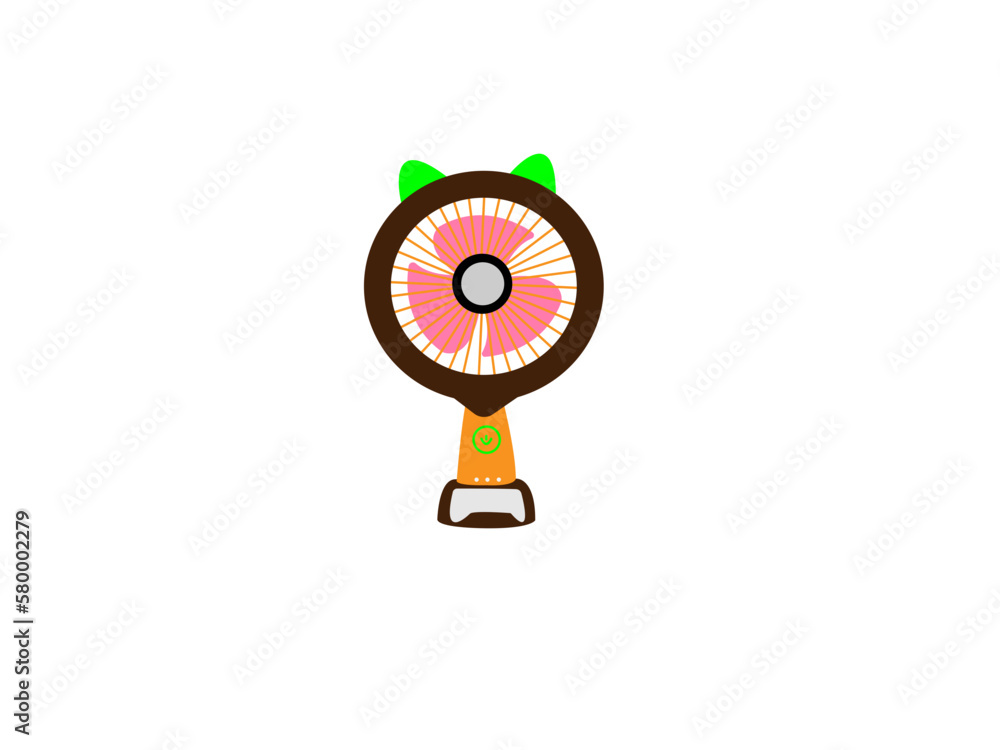 Table fan in outline style. Modern electric fan different types colors ...