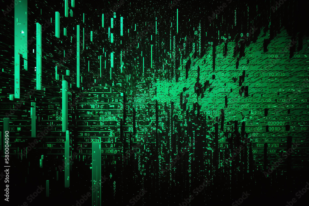 Matrix digital background with the structure of green numbers and ...