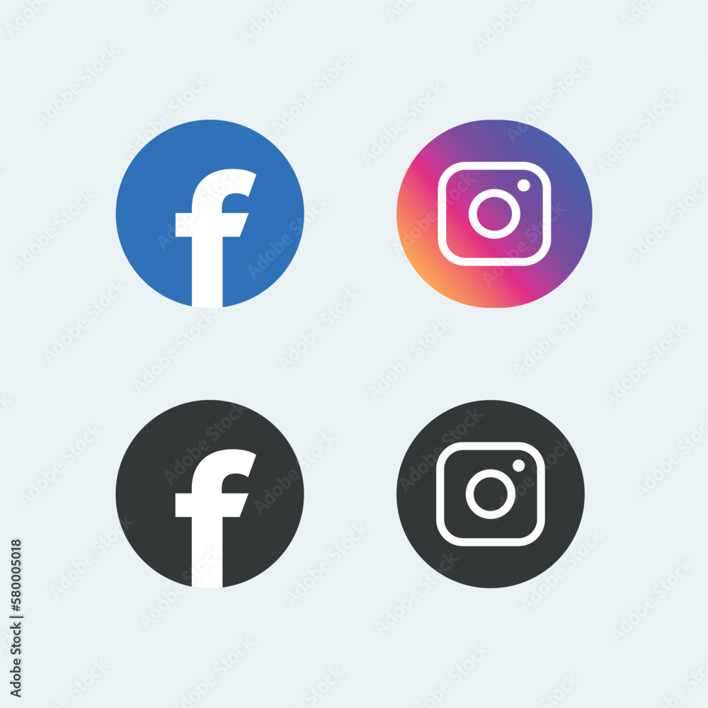 Social media icons, facebook and instagram logo icon Stock Vector | Adobe Stock
