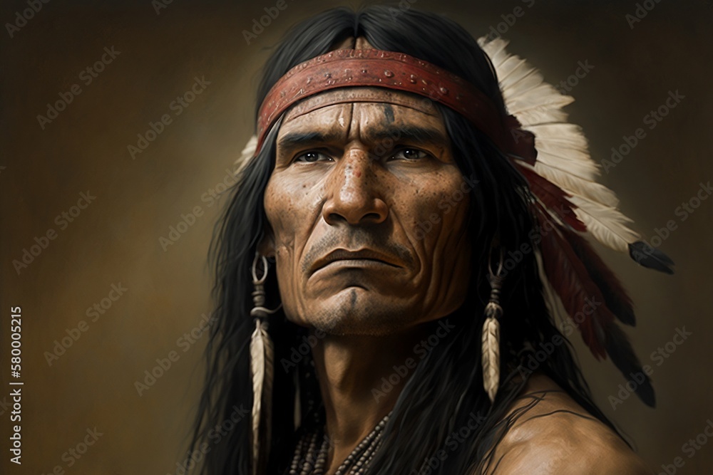 Native American Indian Apache portrait Stock-Illustration | Adobe Stock