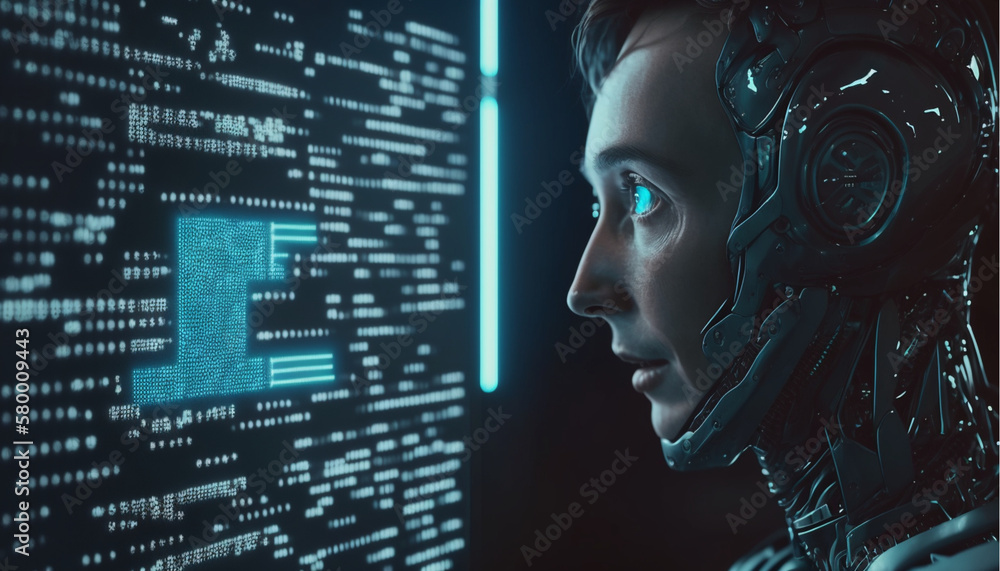 Artificial Intelligence: Human-Machine Interface with Code, half human ...