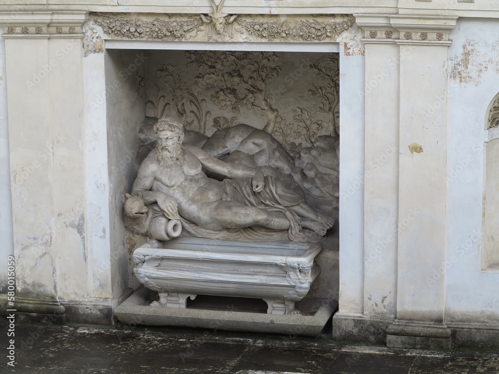 Statue of a Reclining Man with a Wolf Representing the Tiber River at ...