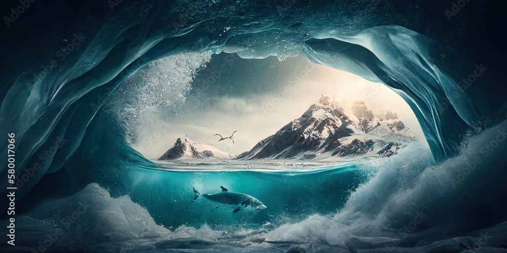 Imaginative ocean and majestic sea animals from a fantasy world ...