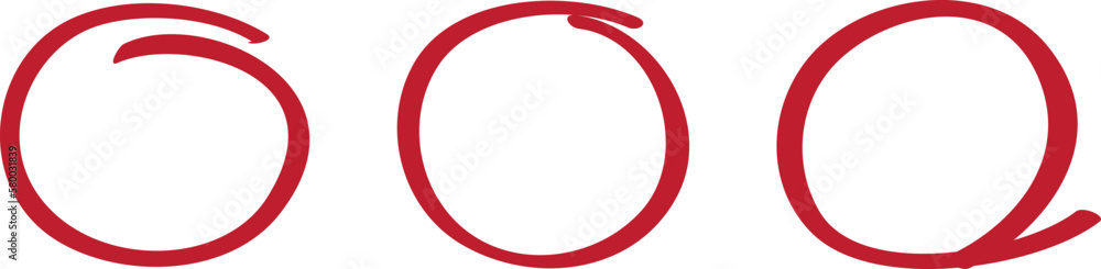 Red circle set, pen draw. Highlight hand drawing circle isolated on ...