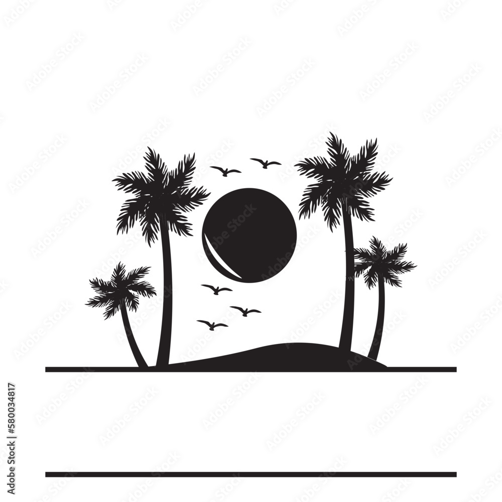 palm tree name frame monogram svg, Palm Trees svg, Beach Png svg ...