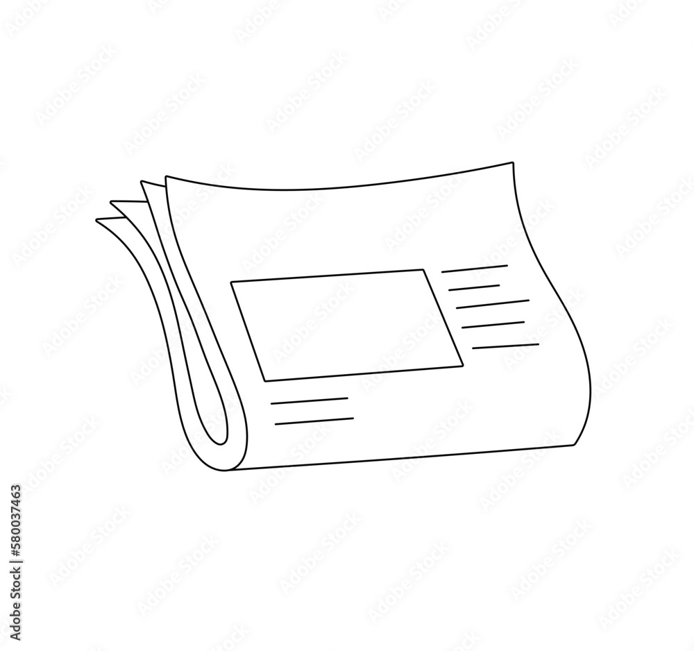 Vector isolated empty newspaper folded in half template colorless black ...