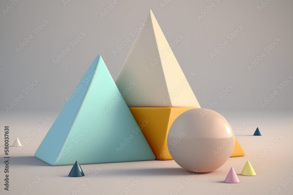 Piramida i kula - Pyramid and sphere - Generative Stock Illustration ...