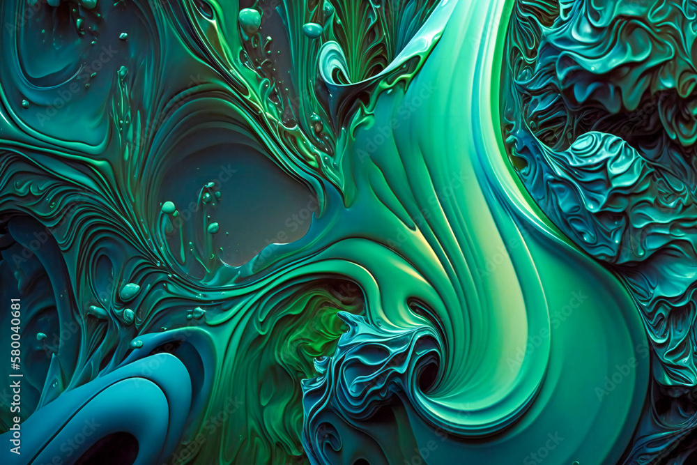 Blue and green abstract shapes. Created with Generative AI technology ...