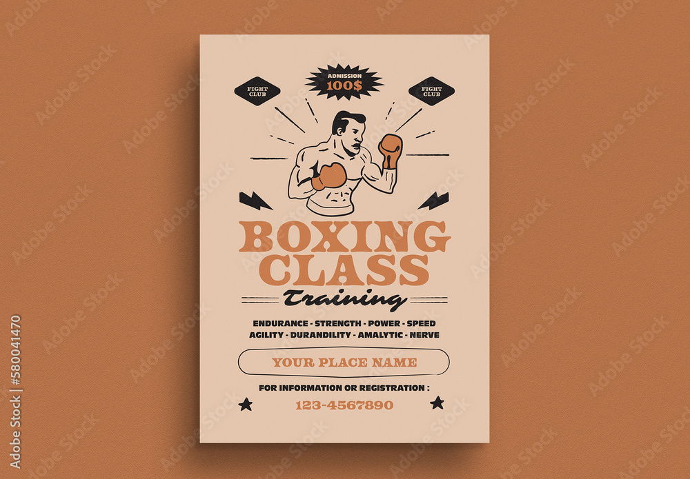 Boxing Class Event Flyer Stock Template | Adobe Stock