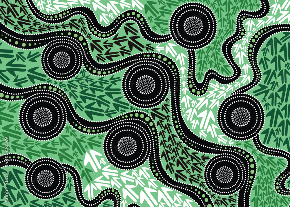 Aboriginal art vector kangaroo track background Stock Vector | Adobe Stock