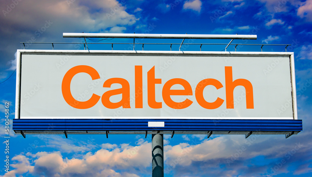 Advertisement billboard displaying logo of Caltech Stock Photo | Adobe ...