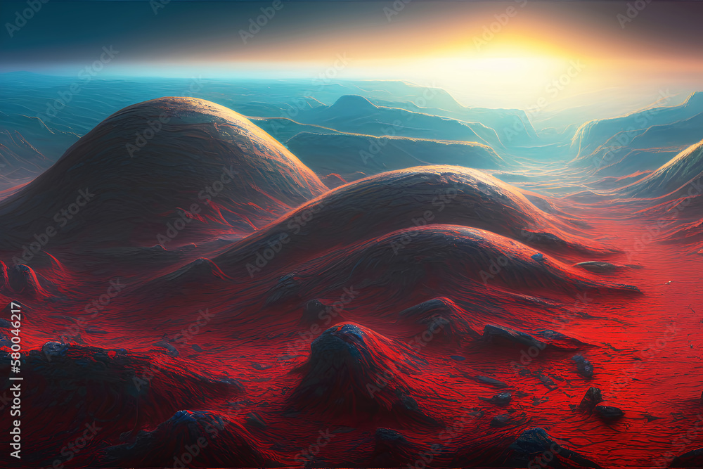 Landscape of an alien planet. Space wallpaper banner background ...