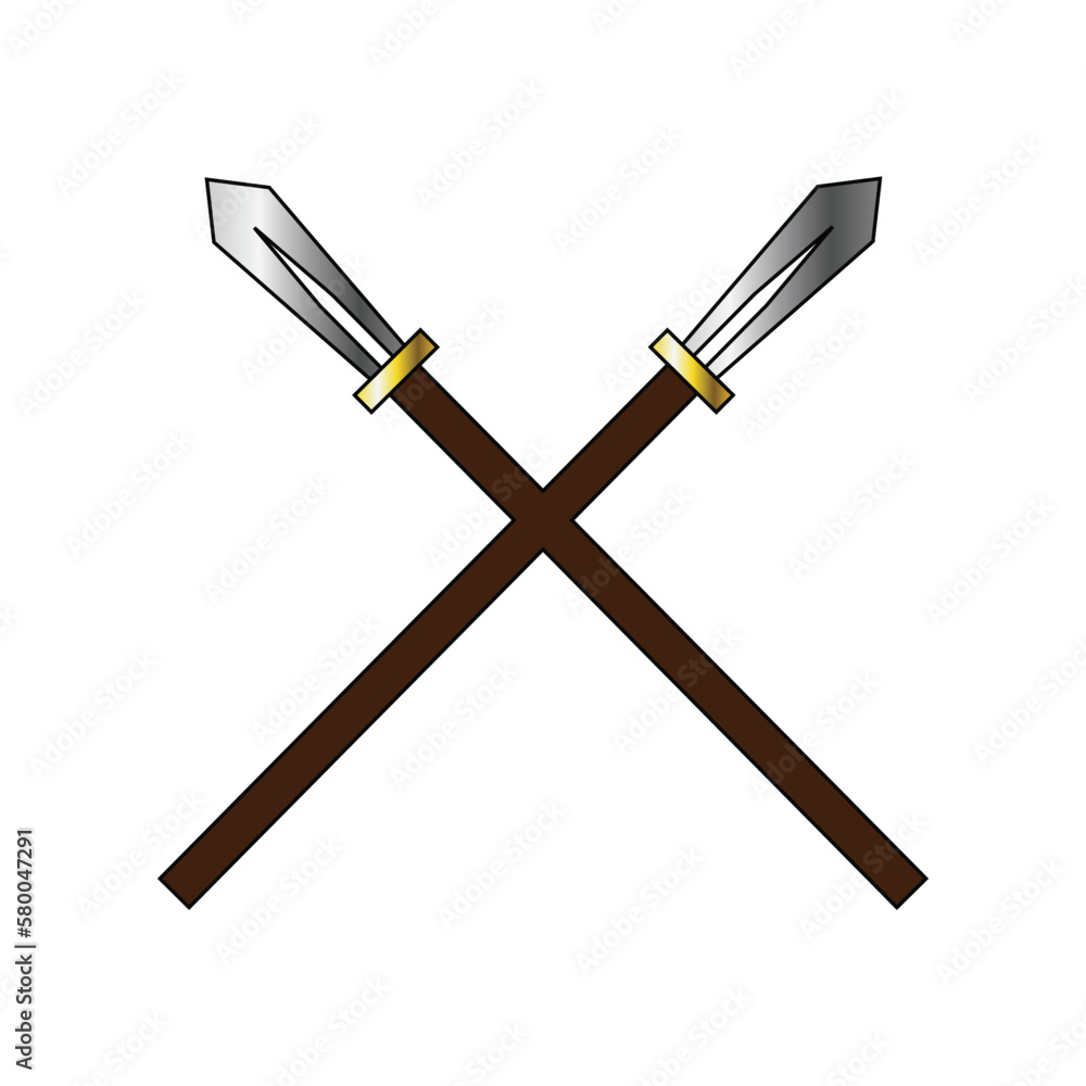 set of crossed spear vector, logo, icon, isolated on white background ...