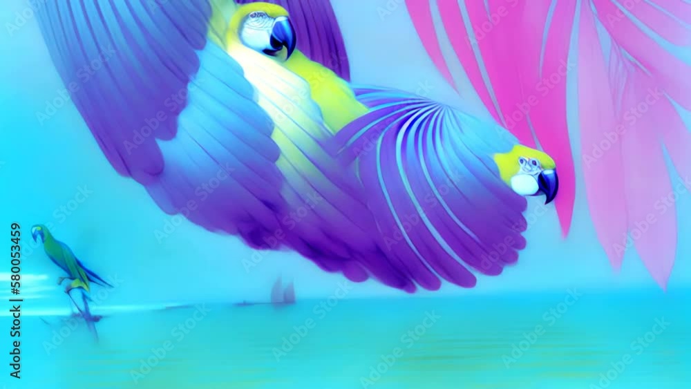 Generative ai motion animation of vintage oil painting of tropical ...