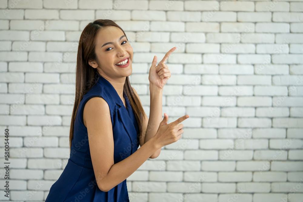 cheerful asian woman acting for commercial marketing for business ...