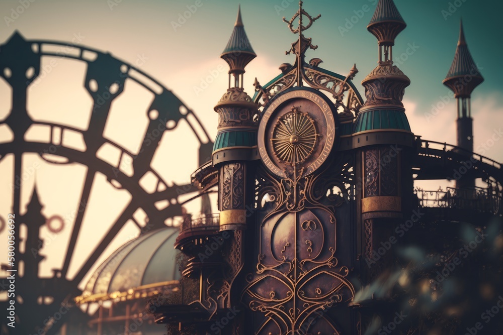 Discover the hyper-detailed world of a steampunk amusement park powered ...