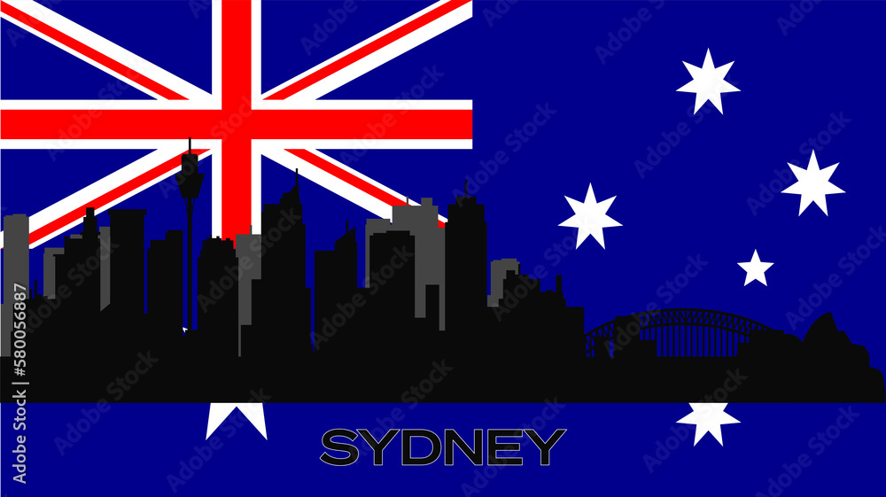 Vector silhouette of important buildings of the city on the Australian ...