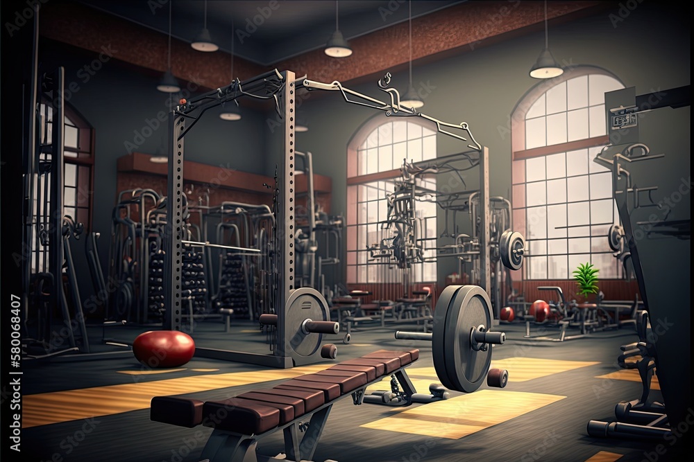 Highly Detailed Realistic Gym Interior with Modern Design and State-of ...