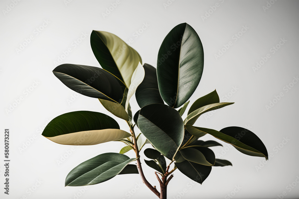 green ficus plant isolated on white background. Illustration AI ...