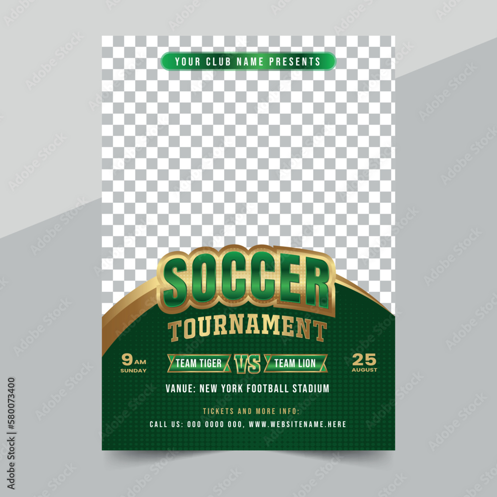 Soccer sports event flyer template and championship tournament poster ...