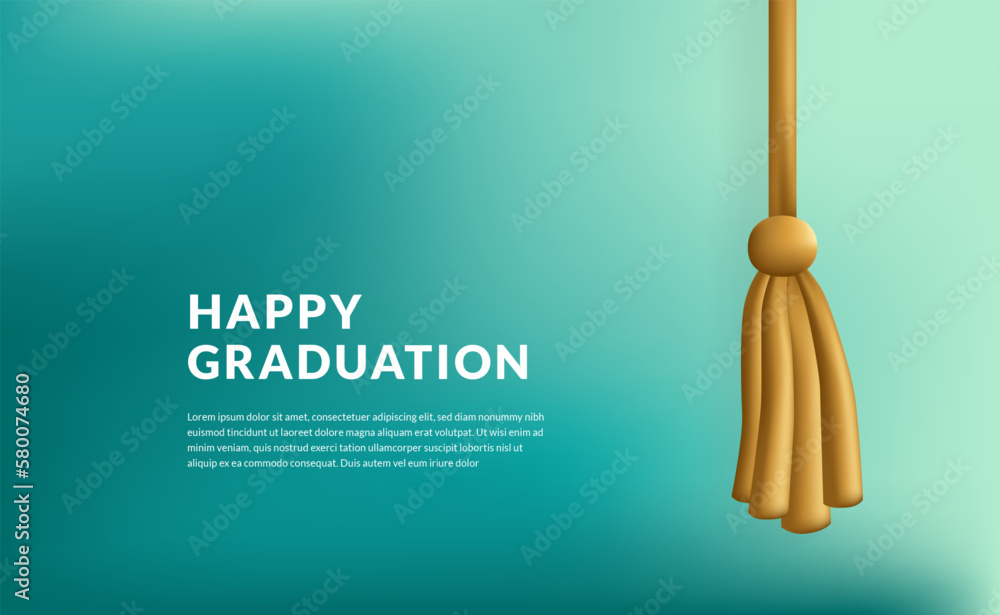 Happy graduation banner decoration with tassel cap yellow golden cute ...