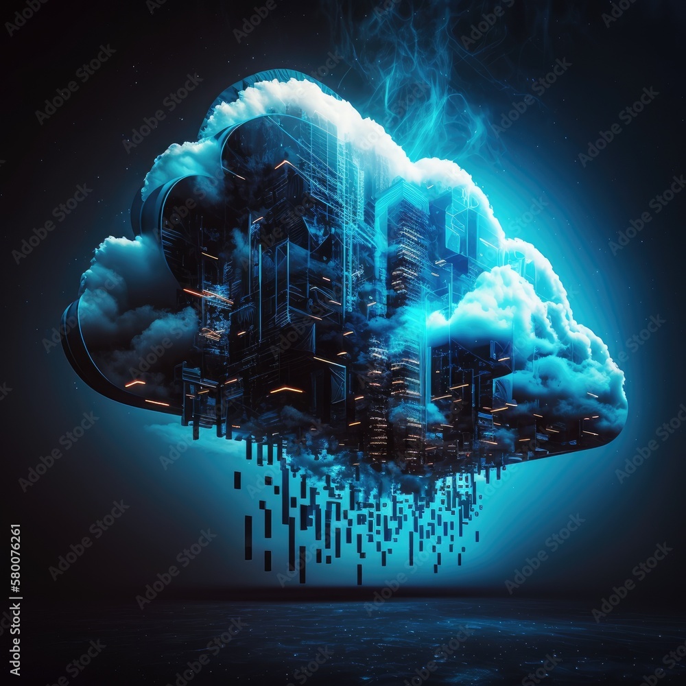 Cloud computing technology and data connect background.Generative AI ...