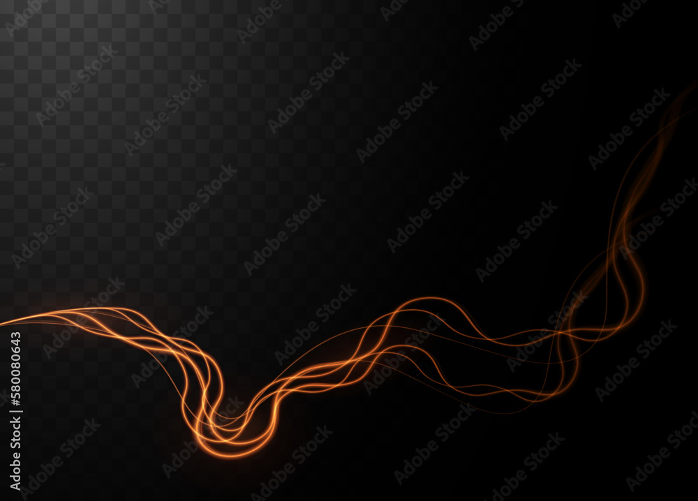 Golden curved light line, rope, tape. Smooth festive gold line png with ...