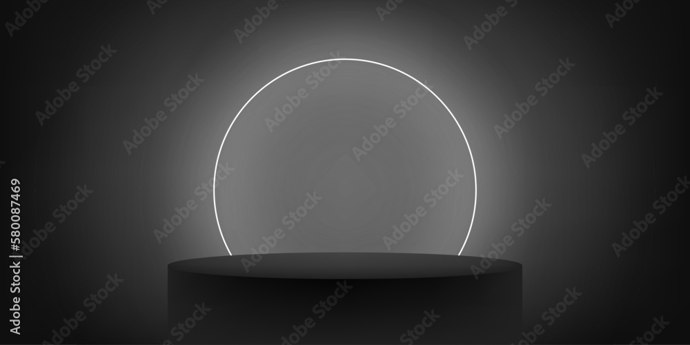 Stage in circle shape with neon glowing for presentation vector ...