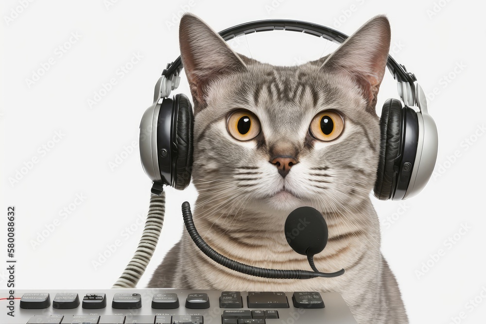 Call center worker, cat as call center worker, manager, office manager ...