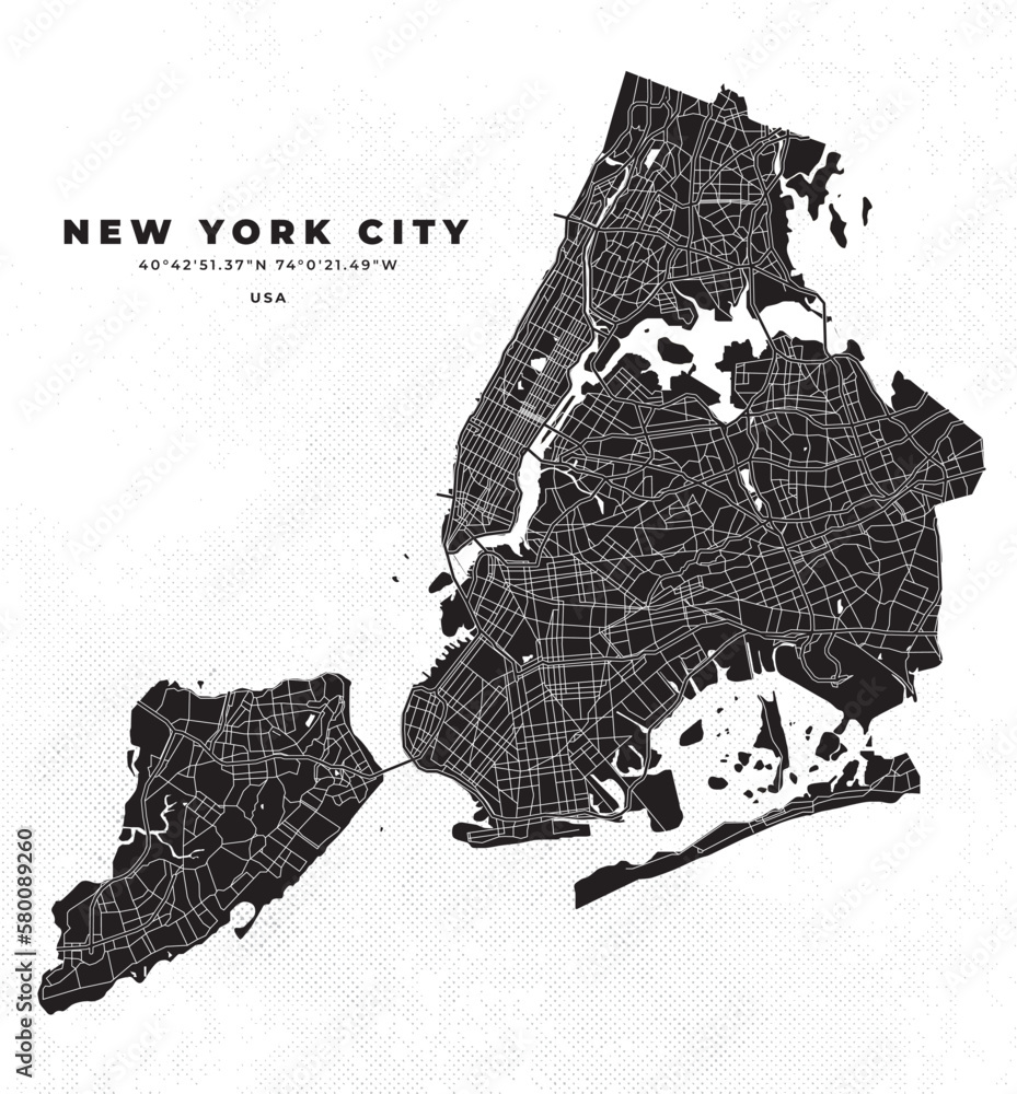 New York City map vector illustration poster and flyer Stock Vector ...