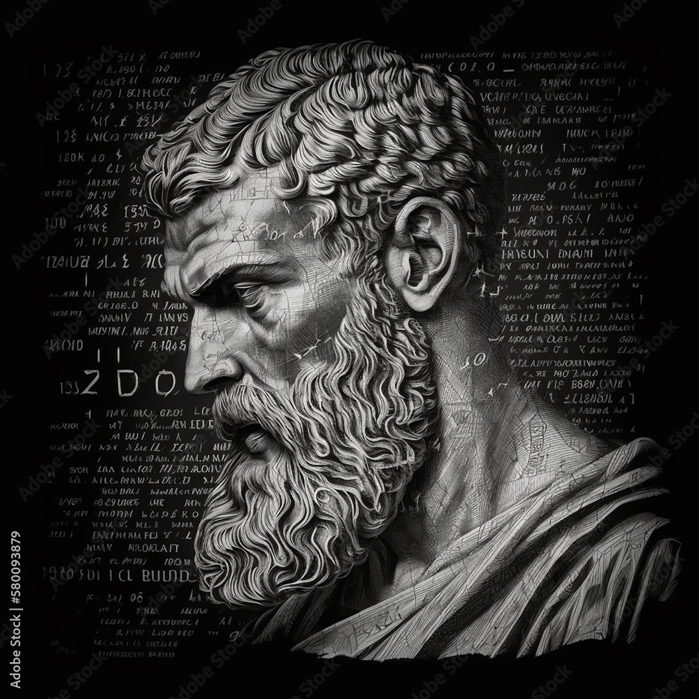Ancient Greek philosopher Epicurus. Created with Generative AI technology. Stock Illustration ...