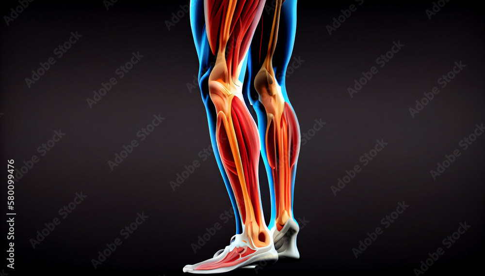 3d illustration of human body gastrocnemius muscle anatomy - Generative ...